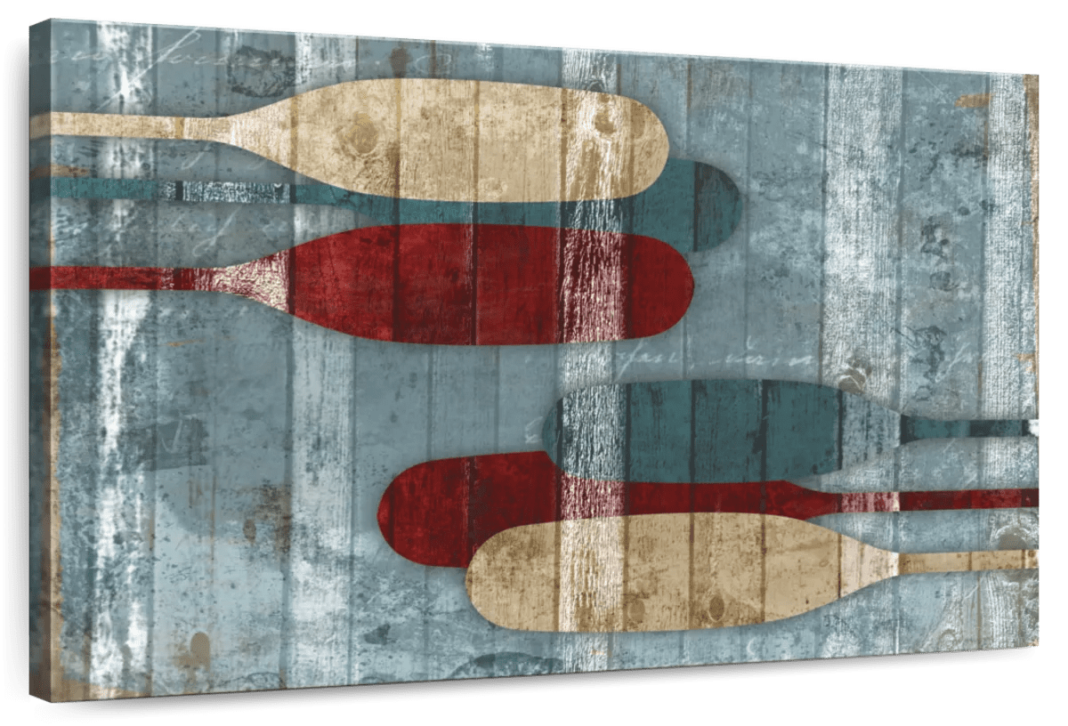 Elephant Stock Wooden Oars Wall Art - Horizontal Canvas Wall Art ...