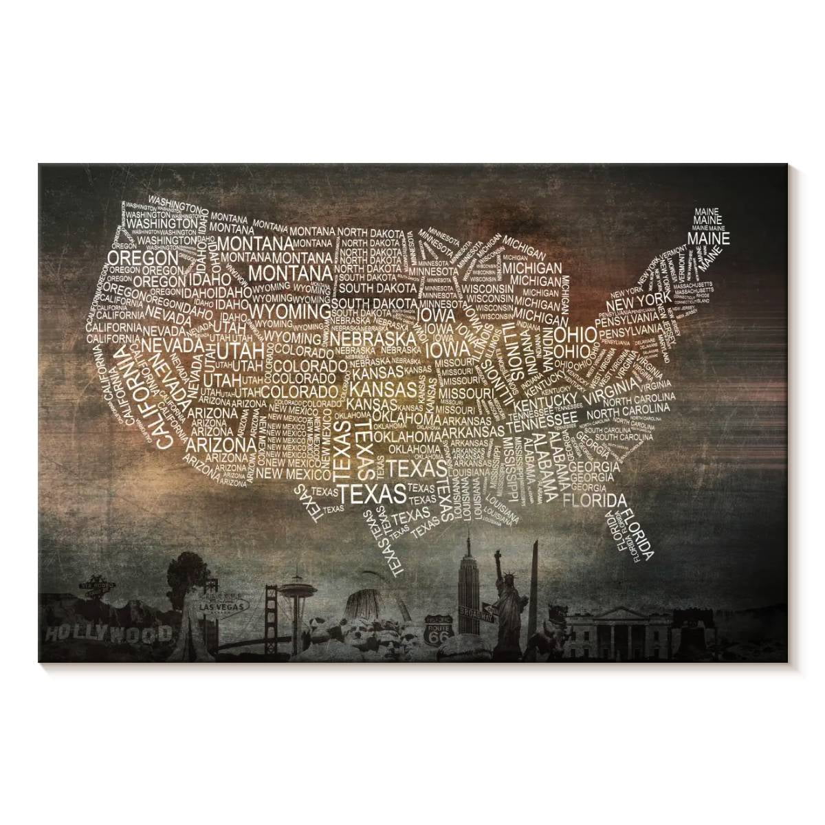 Elephant Stock Wooden United States Wall Art - Horizontal Canvas Wall ...