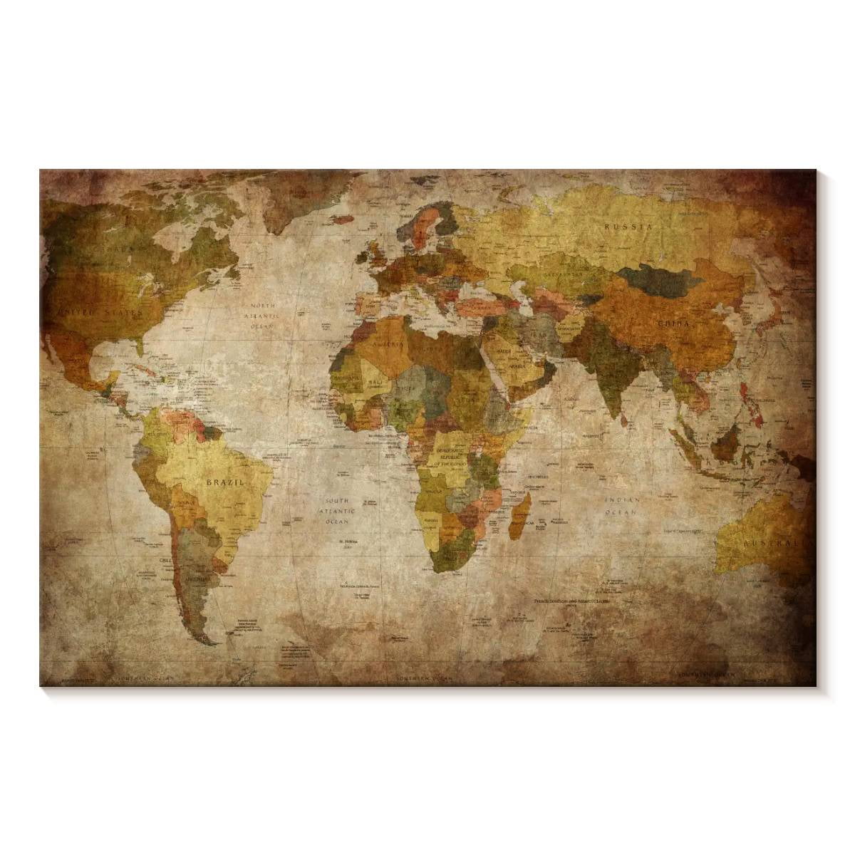 Elephant Stock World Map Wall Art - Horizontal Canvas Wall Art - Living ...