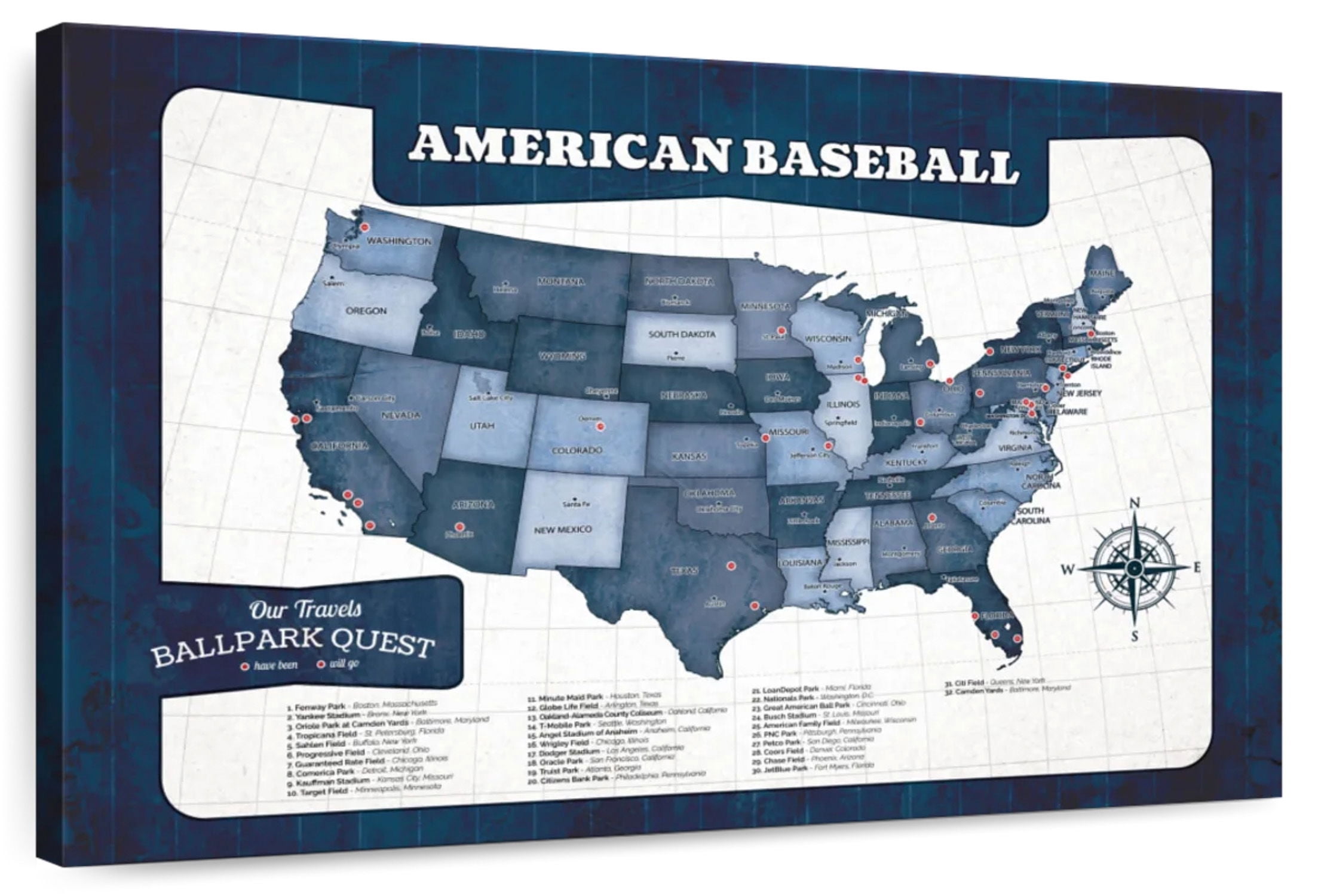 Elephant Stock World Travel Map Push Pin I Wall Art - Map Canvas Canvas ...