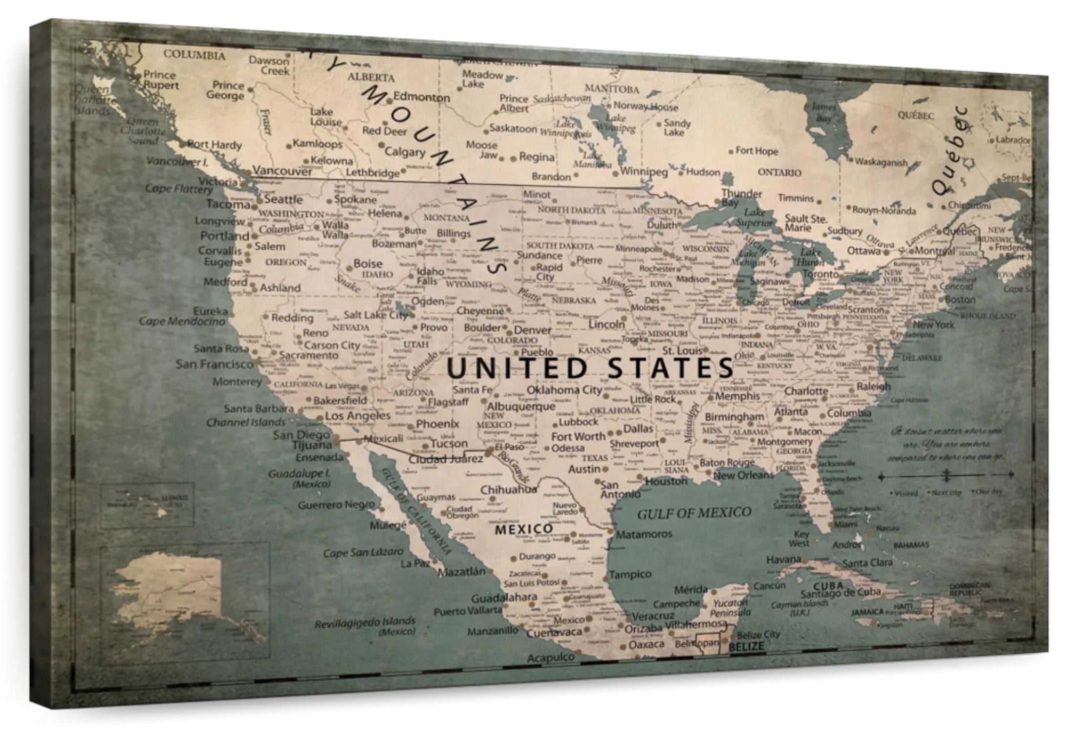 Elephant Stock World Travel Map Push Pin I Wall Art - Map Canvas Canvas ...