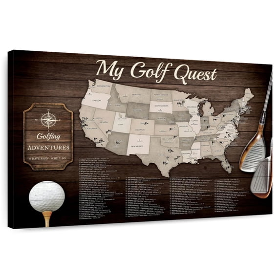 Elephant Stock World Travel Map Push Pin Ii Wall Art - Map Canvas ...