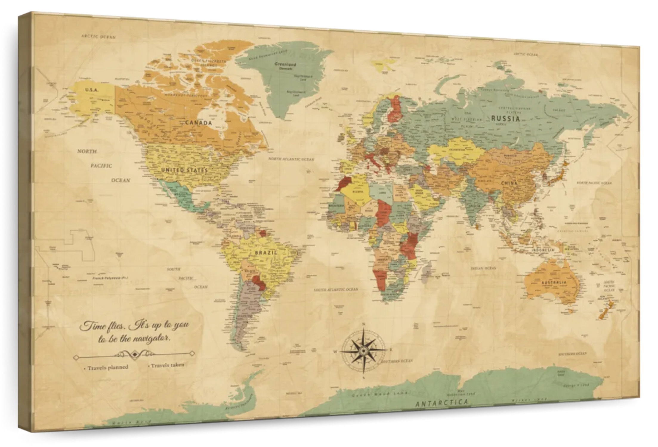 Elephant Stock World's A Book I Push Pin World Map Wall Art - Map ...