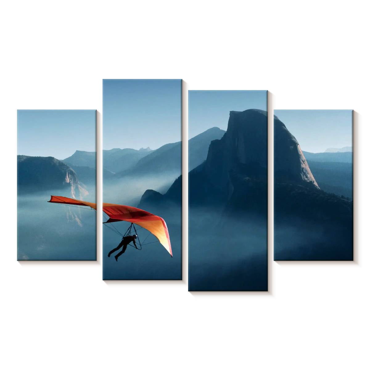 Elephant Stock Yosemite Hang Glider Wall Art - Horizontal Multi Panel Canvas - Living Room Wall ...
