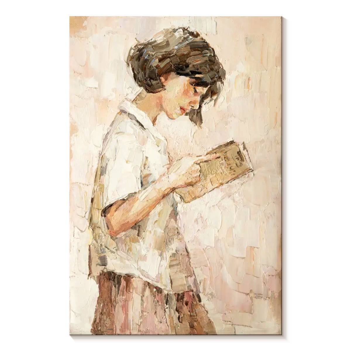 Elephant Stock Young Girl Reading A Book Wall Art - Vertical Canvas ...