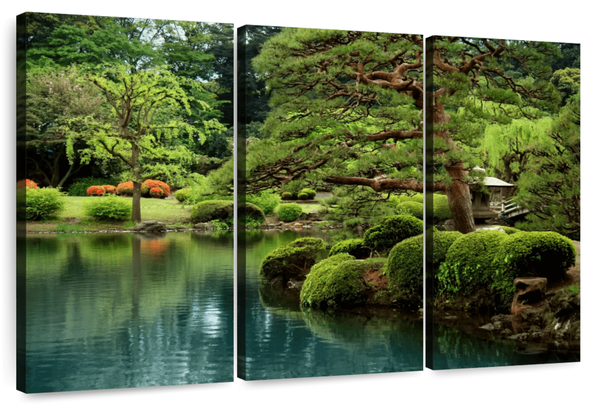 Elephant Stock Zen Lakeside Bonsai Trees Wall Art - Horizontal Multi ...