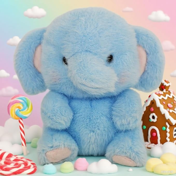 Elephant Stuffed Animal - 5 inch - Baby Safe - Machine Washable - Blue ...