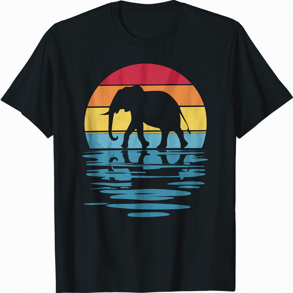 Elephant Sunset Safari Vintage Wildlife Retro T-Shirt - Walmart.com