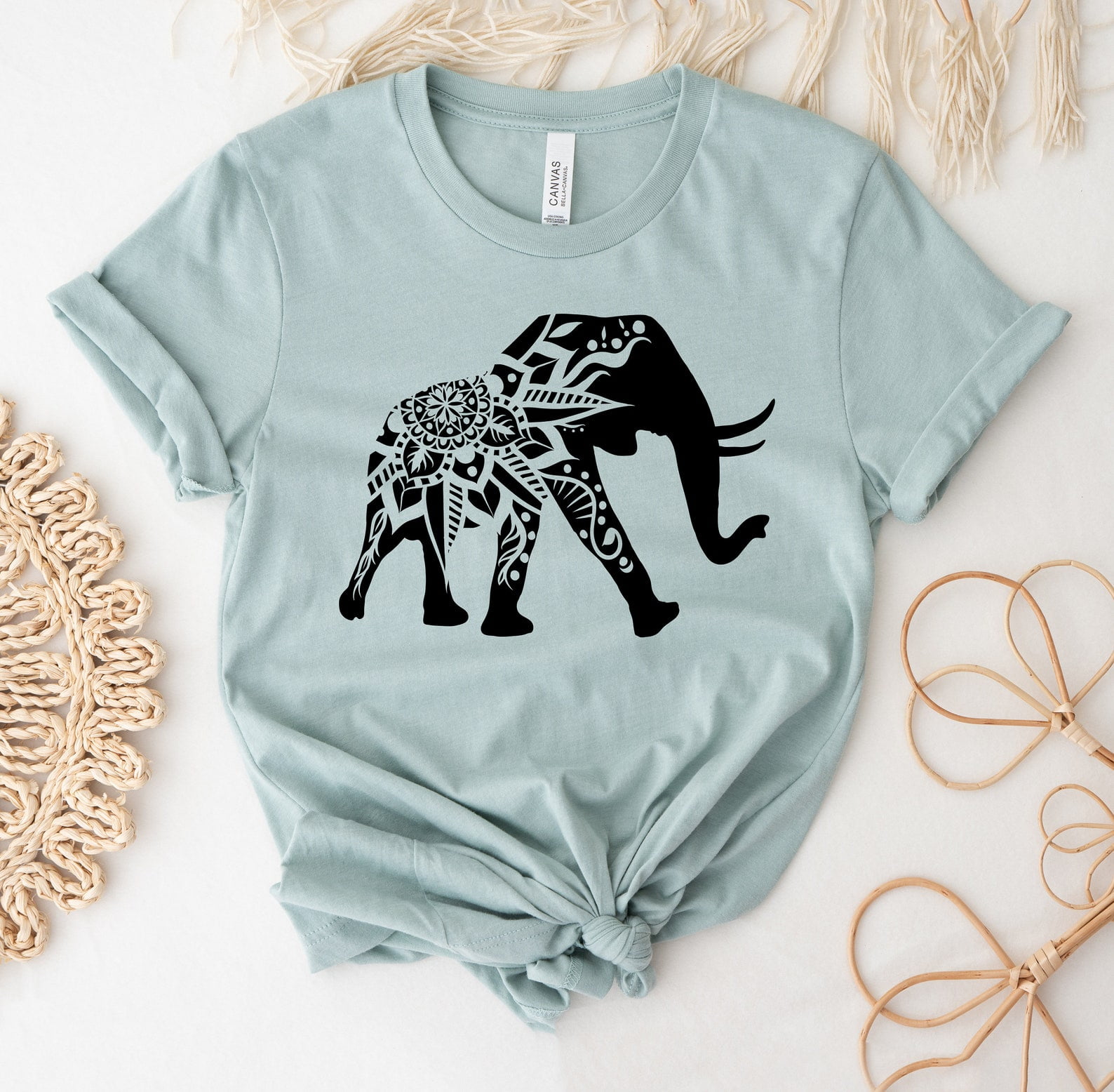 Elephant T-shirt Zoo Animal Shirt Bohemian Tee Mandela Gift Lover Top ...