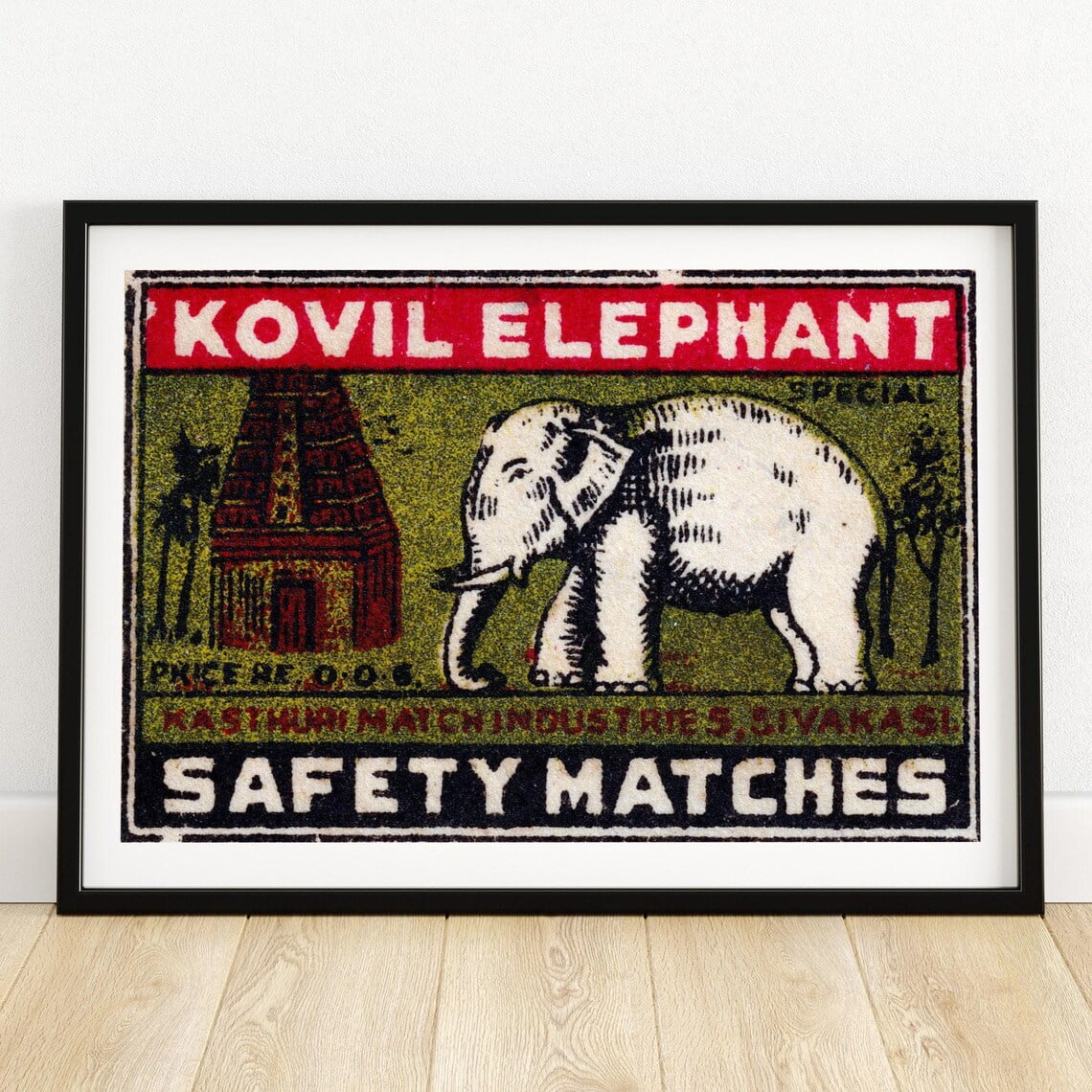 Elephant Temple - Matchbox Print - Aesthetic Wall Art - Vintage India ...