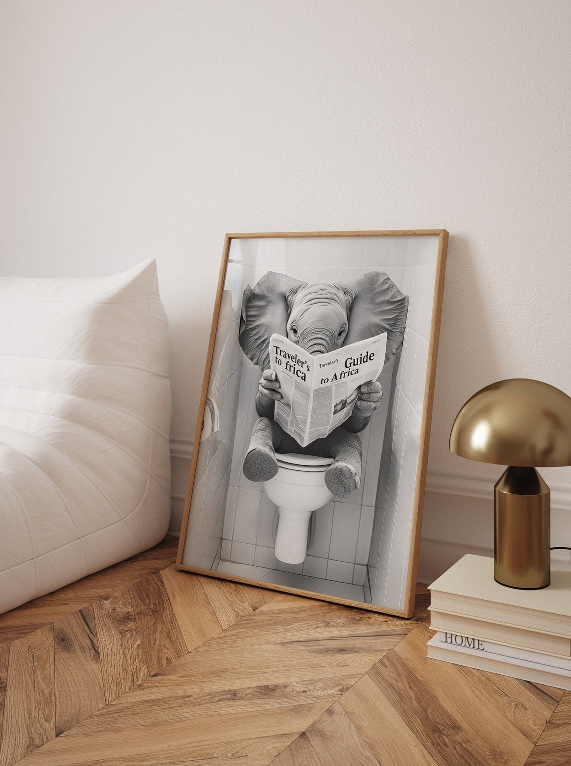 Elephant Tet Poster, Bathroom Animal Art UNFRAMED Poster, Wall Art for ...