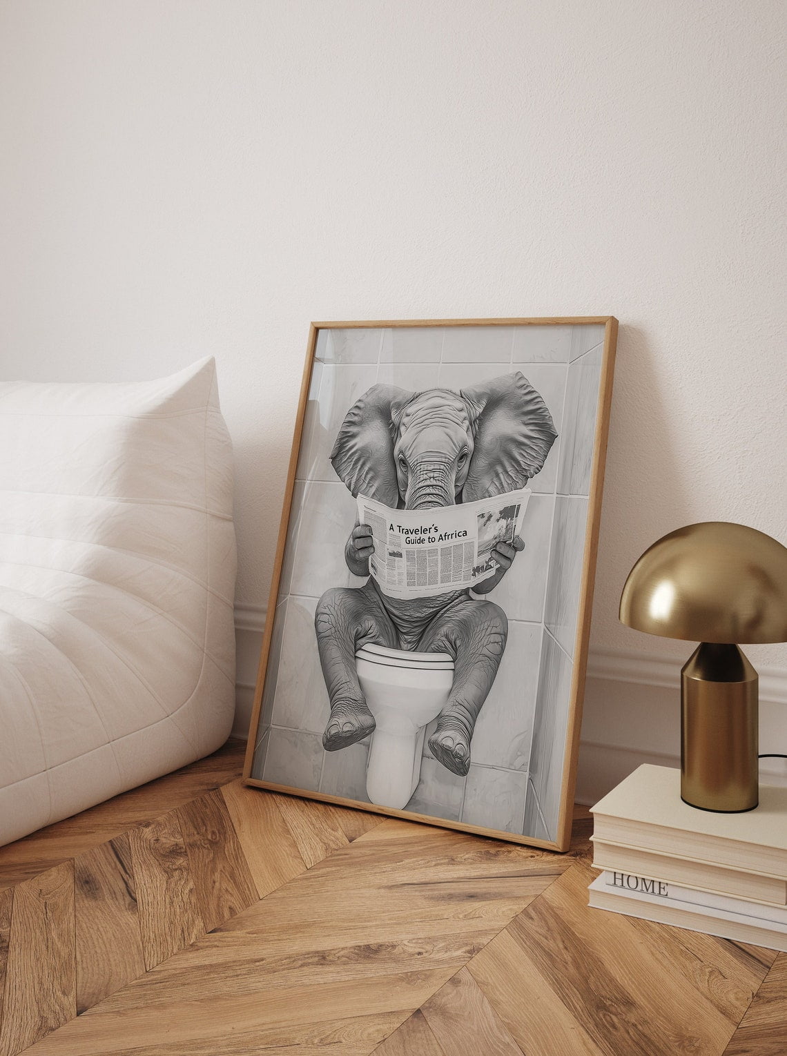 Elephant Tet Poster, Bathroom Newspaper Art UNFRAMED Poster, Wall Art ...