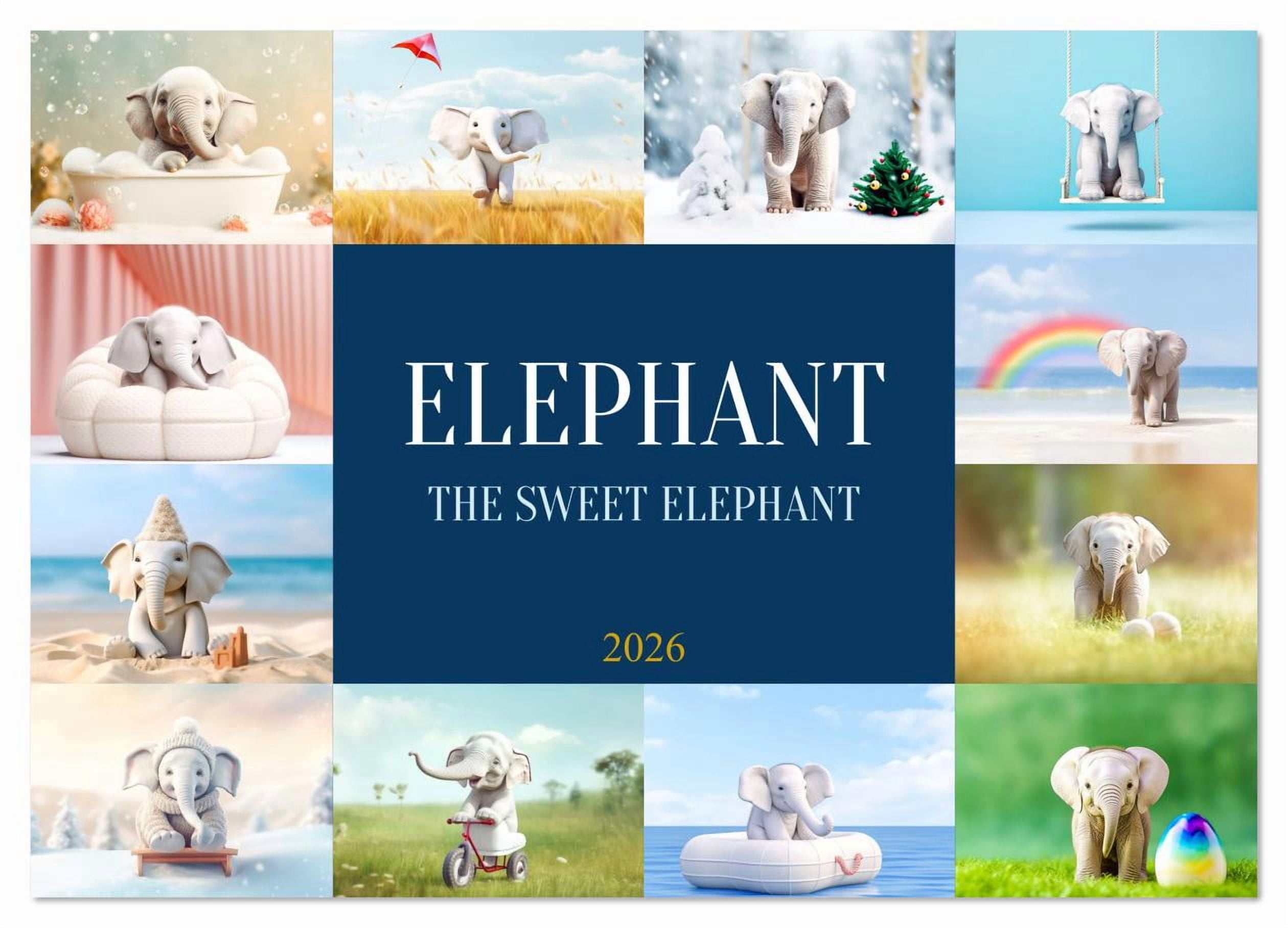 Elephant - The sweet Elephant (Monthly Wall Calendar 2026 11.7 x 16.5 ...