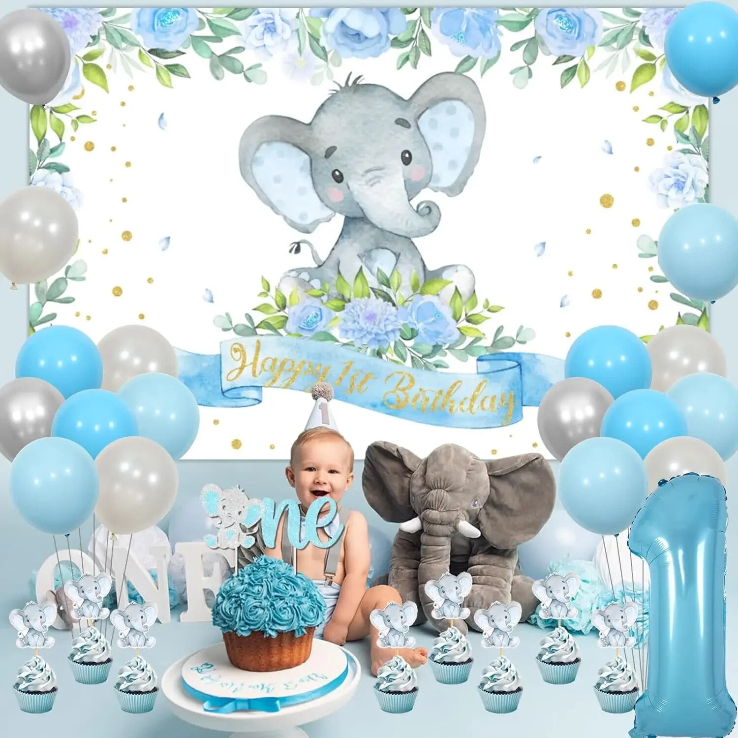 Baby Elephant Birthday Themed Party 30 Most Popular Boy 1st Birthday