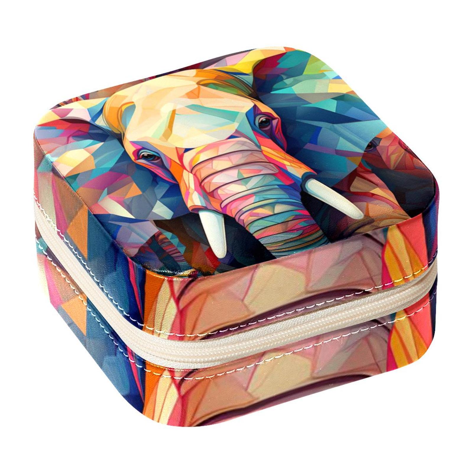Elephant Travel Portable Square Jewelry Box Earring Necklace Bracelet ...