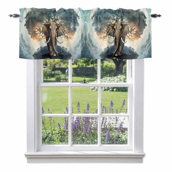 Elephant Tree Water Surface Valances for Windows, Reflection Pink ...