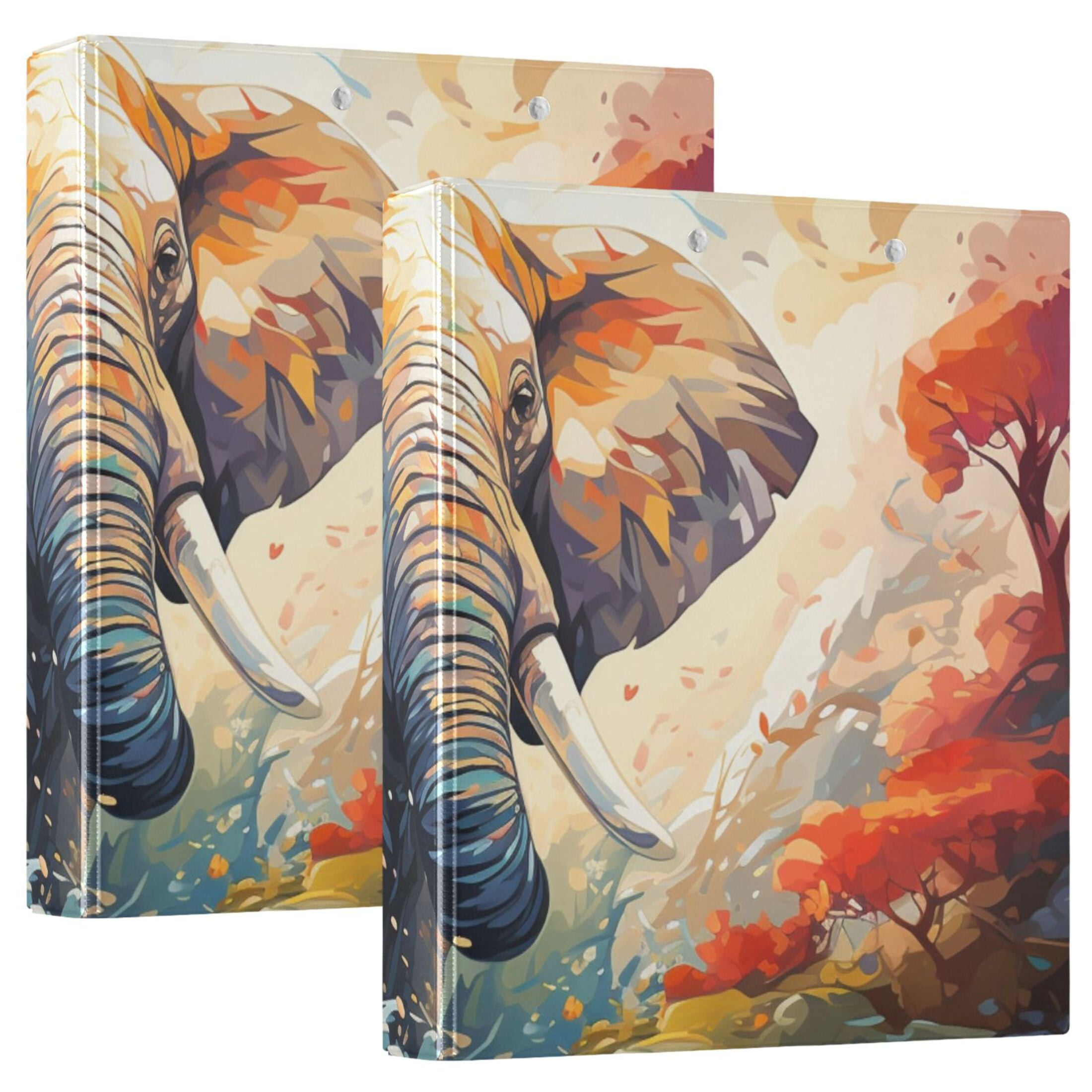 Elephant Trees Clouds 3 Ring Binders 1.5 inch Hardcover File Folders ...