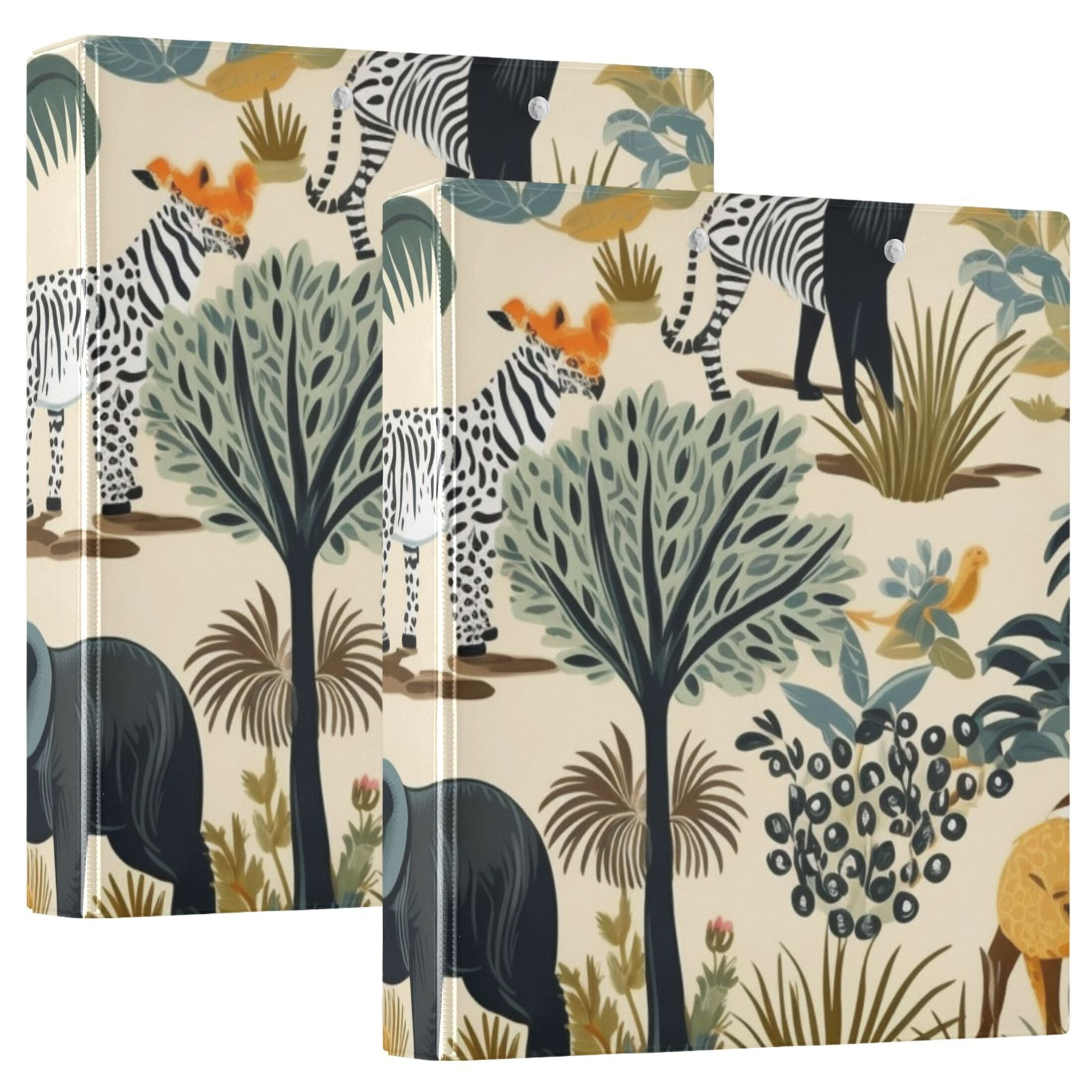 Elephant Trees Zebra Monkey Birds 3 Ring Binders 1.5 inch Hardcover ...