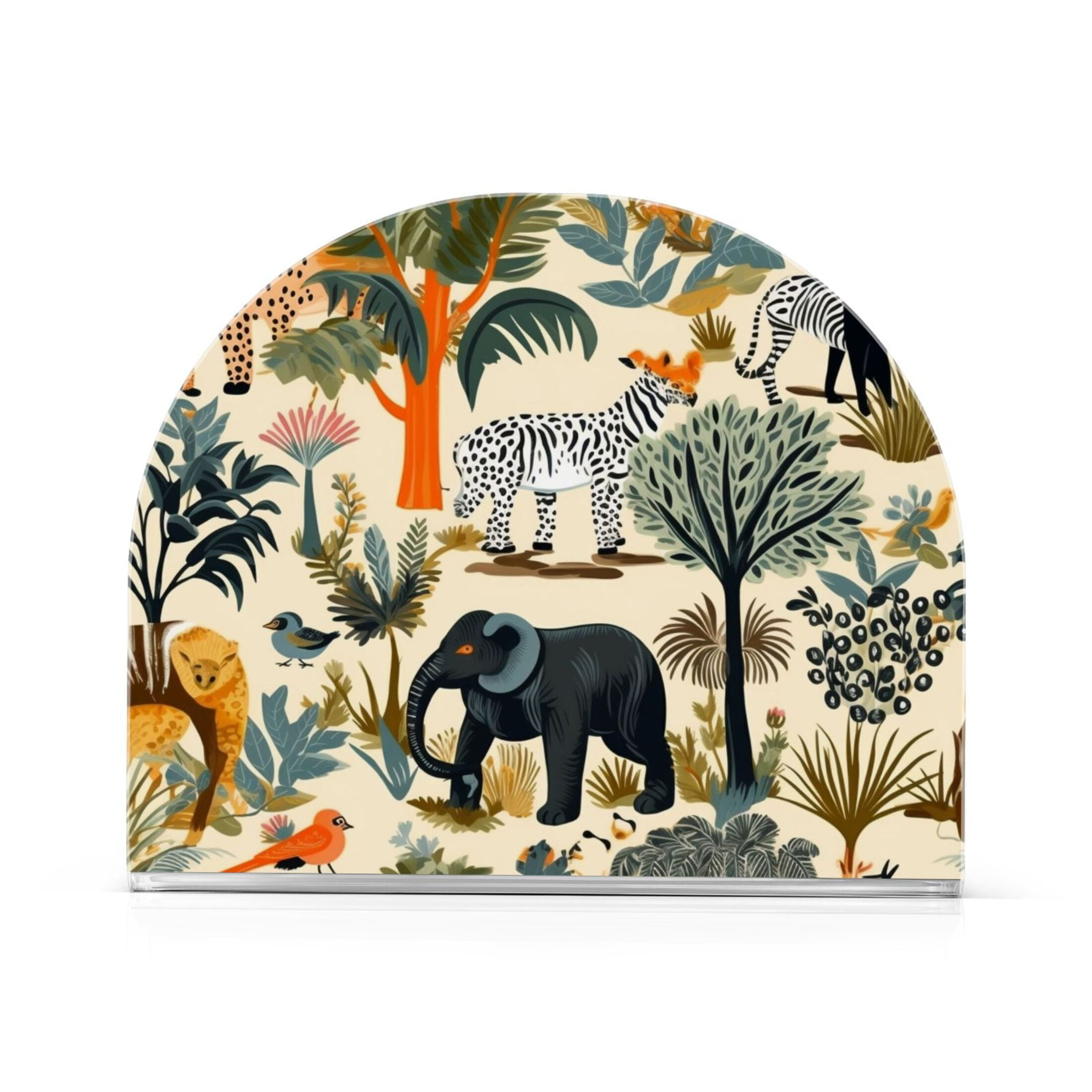 Elephant Trees Zebra Monkey Birds Napkin Holder for Table Clear Napkin ...
