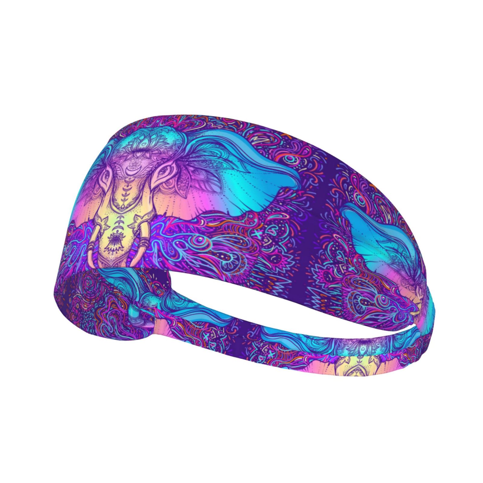 Elephant in Tribal Style Headbands for Women Men, Workout Elastic Sweat ...