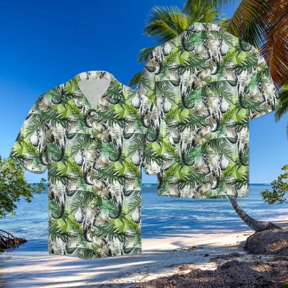 Elephant Tropical Palm Leaves Hawaiian Shirts - Walmart.com
