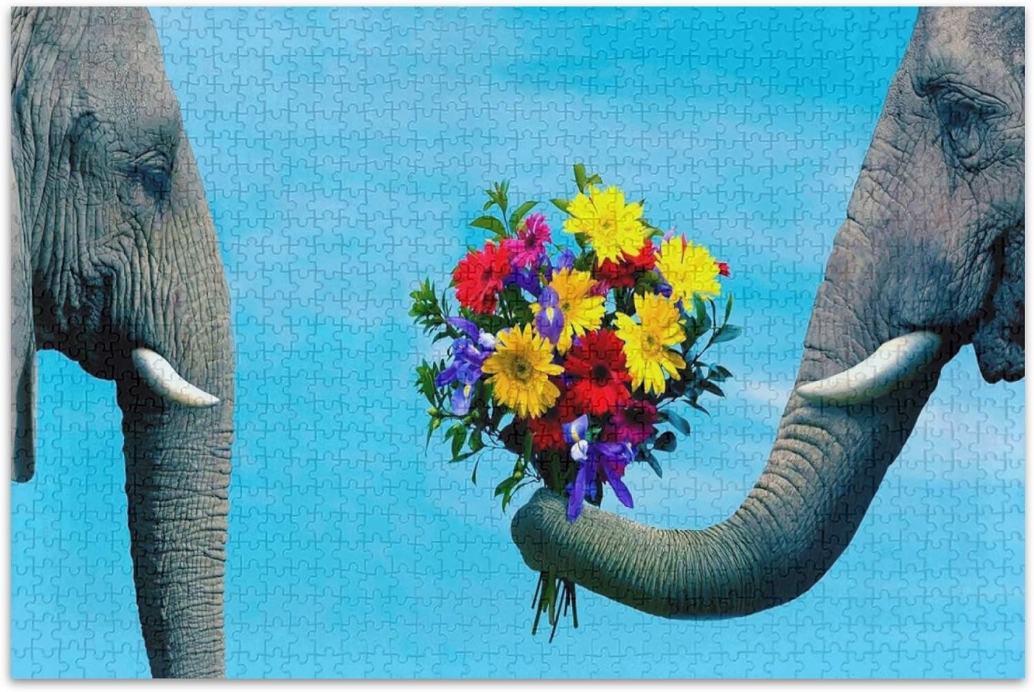 Elephant Trunk Couple Flowers Jigsaw Puzzle 500 Pieces for Adults Teens ...