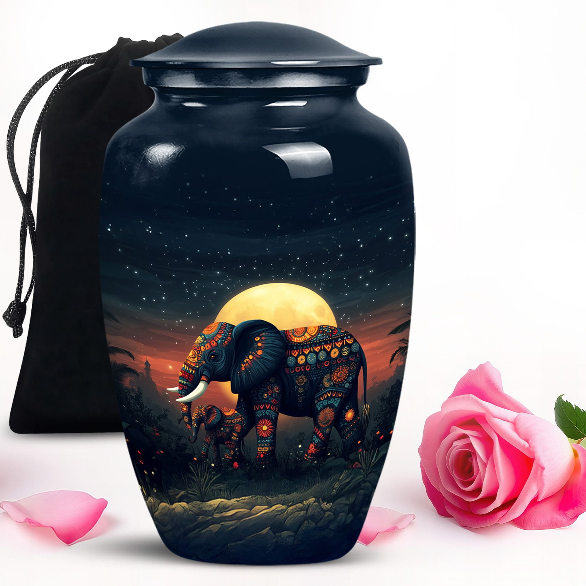 Elephant Walk In Night Large Burial Urn For Ashes Adult Female ...