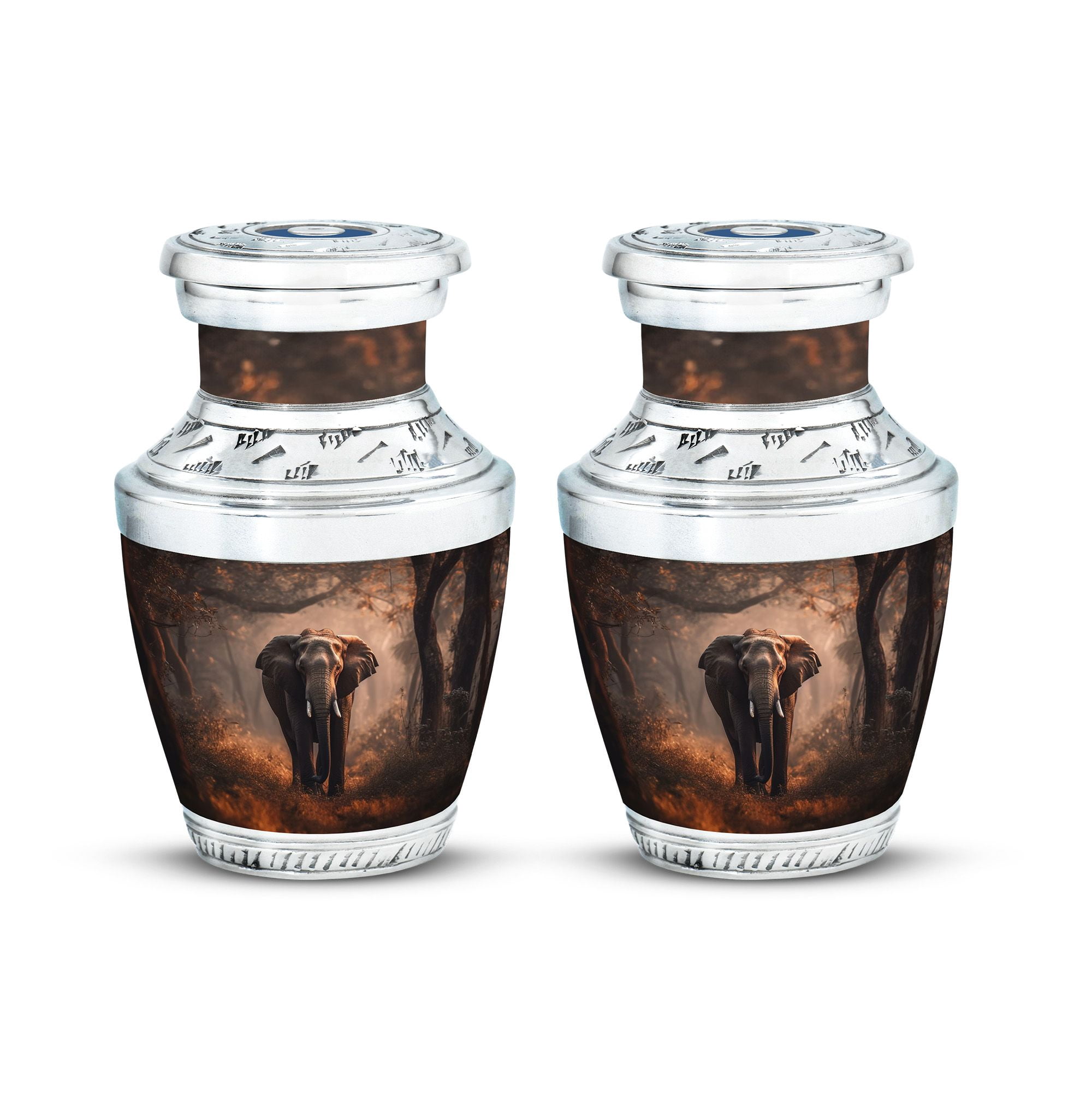 Elephant Walking Through Field - Small Engraved Cremation Container ...