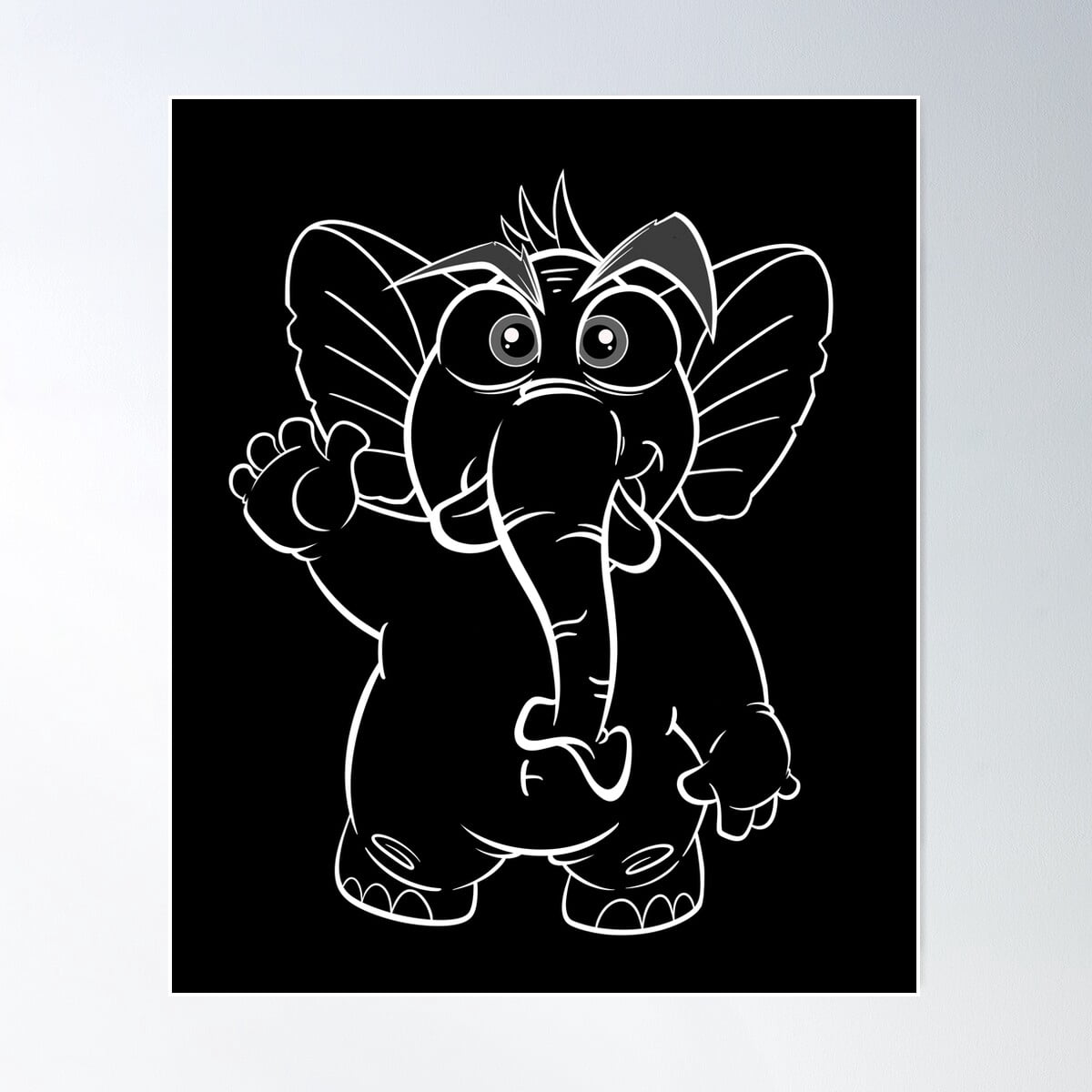 Elephant Waving Hello Poster Wall Art, Modern Wall Decor For Living ...