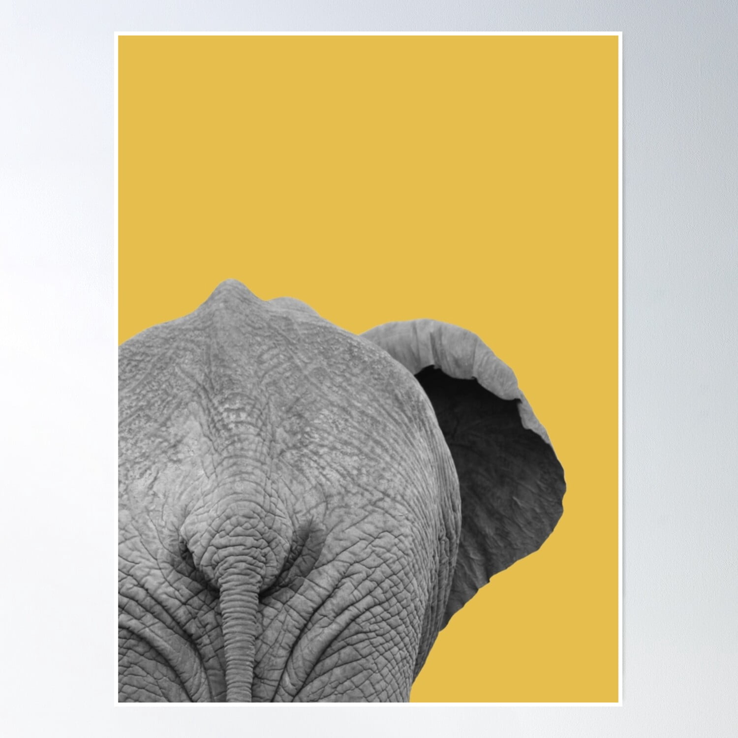 Elephant Wet Bum, Light Mustard Poster Wall Art, Modern Wall Decor ...