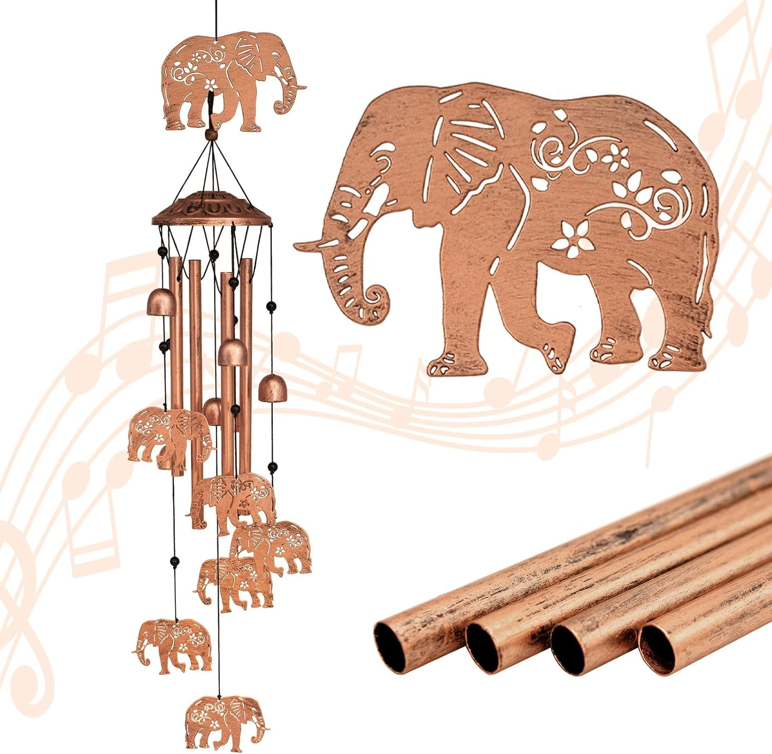 Elephant Wind Chimes for Outside,Metal Windchimes,Elephant Gifts for ...