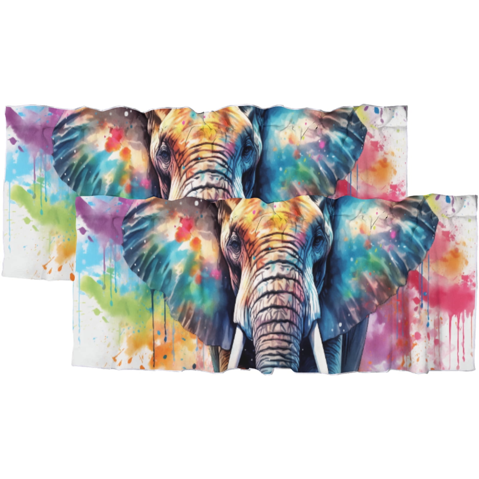 Elephant Window Valances Watercolor Elephant Painting Animal Art Rod ...