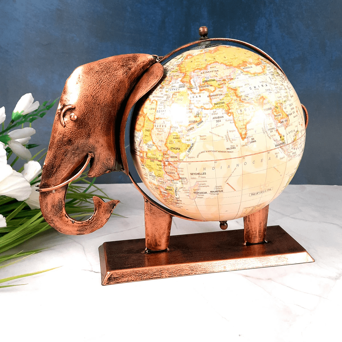 Elephant With Globe Showpiece Figurines - Antique Showpiece - for Home ...
