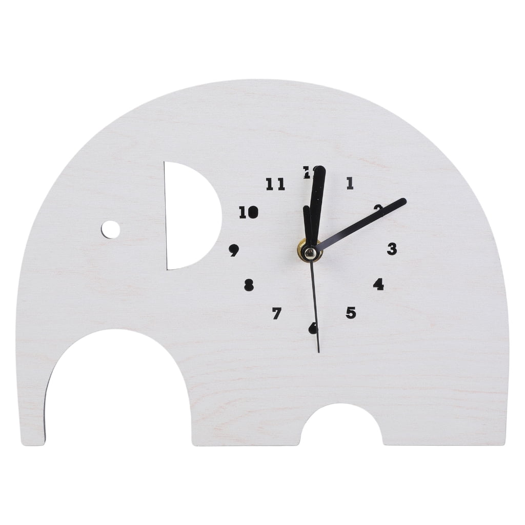 Elephant Wood Clock Hanging Digital Wooden Silent for Time Clocks ...