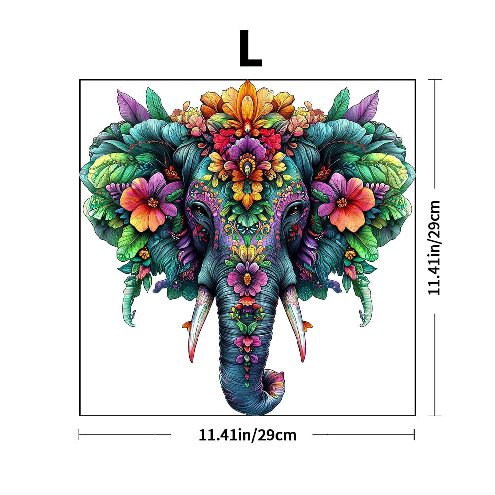 Elephant Wooden Puzzles for Adults Unique Shapes Colorful Animal Puzzle ...