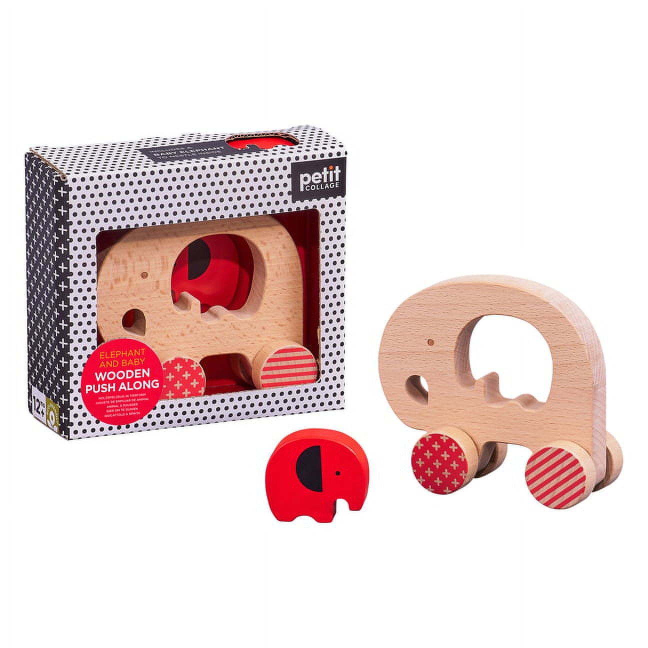 Elephant and Baby Wooden Push Along Car (Other) - Walmart.com