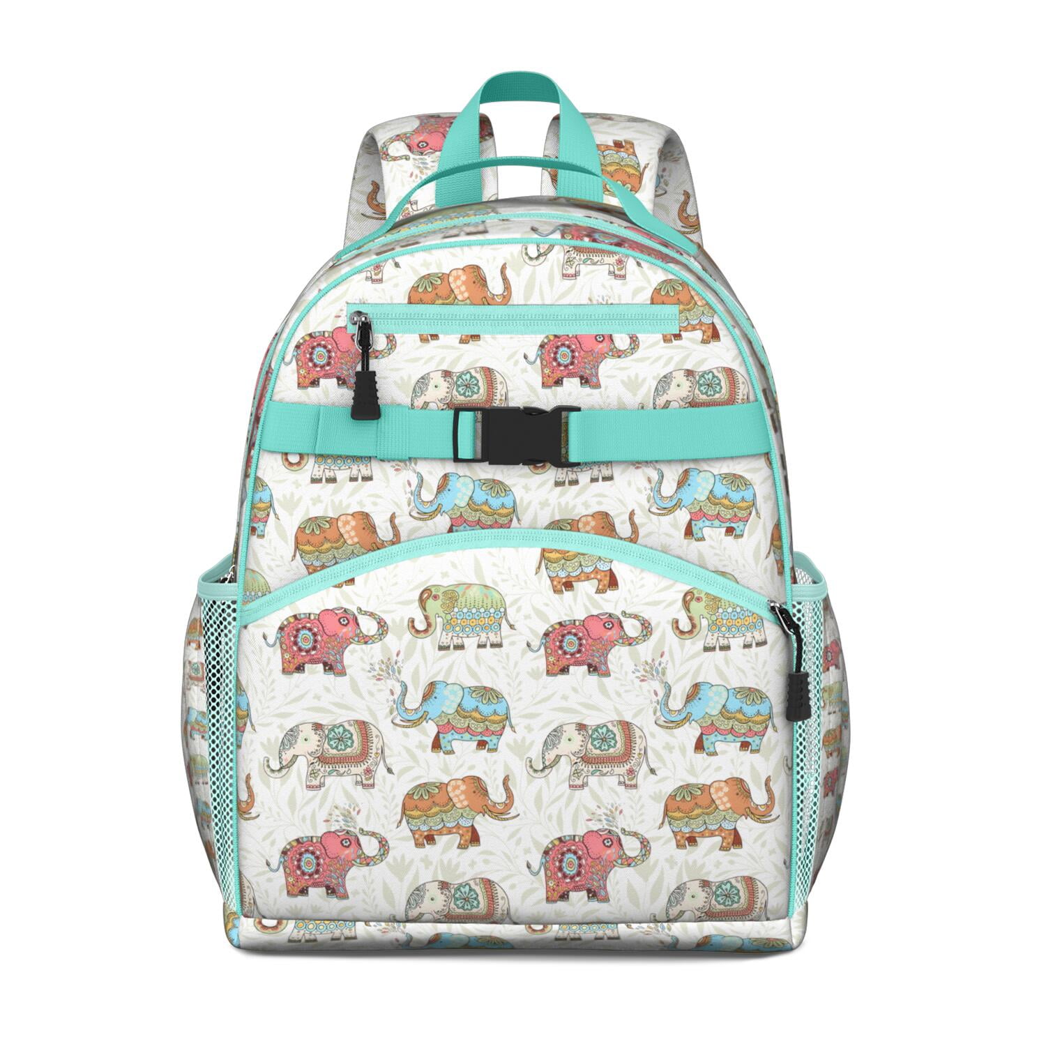 Elephant and Sunflowers Retro School Backpack - Durable & Lightweight ...