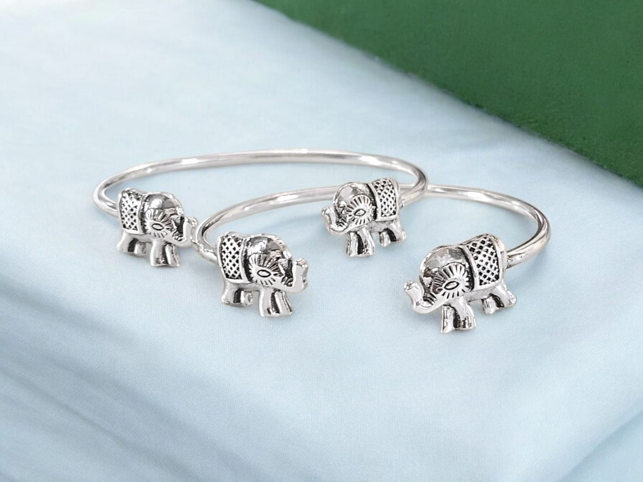 Elephant ends west Indian stacking sterling silver bangles Caribbean ...