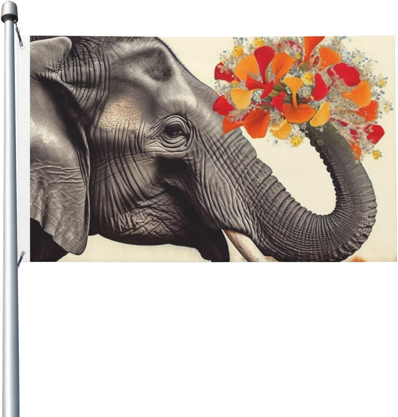 Elephant with heart-shaped flower Flag 4.85x8 ft Garden Flag Welcome ...