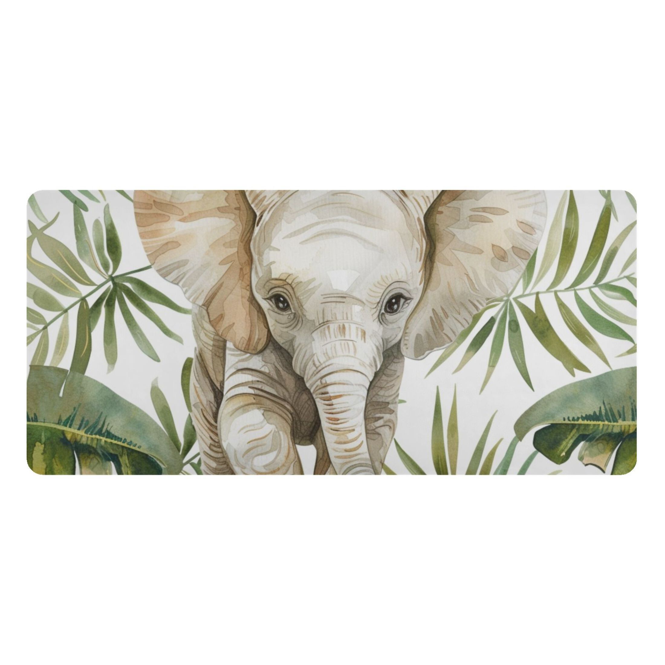 Elephant in Palm Leaves Desk Mats Large Mouse Pad Long Keyboard ...