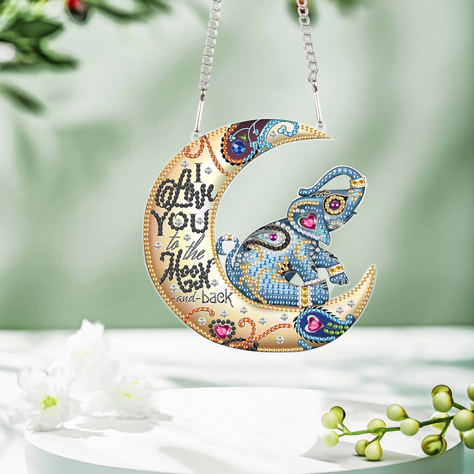 Elephant in the Moon Diamond Art Painting Kit Pendant - Walmart.com