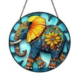 Elephant with Flowers Glass Style Window Art – Stained Glass Inspired ...