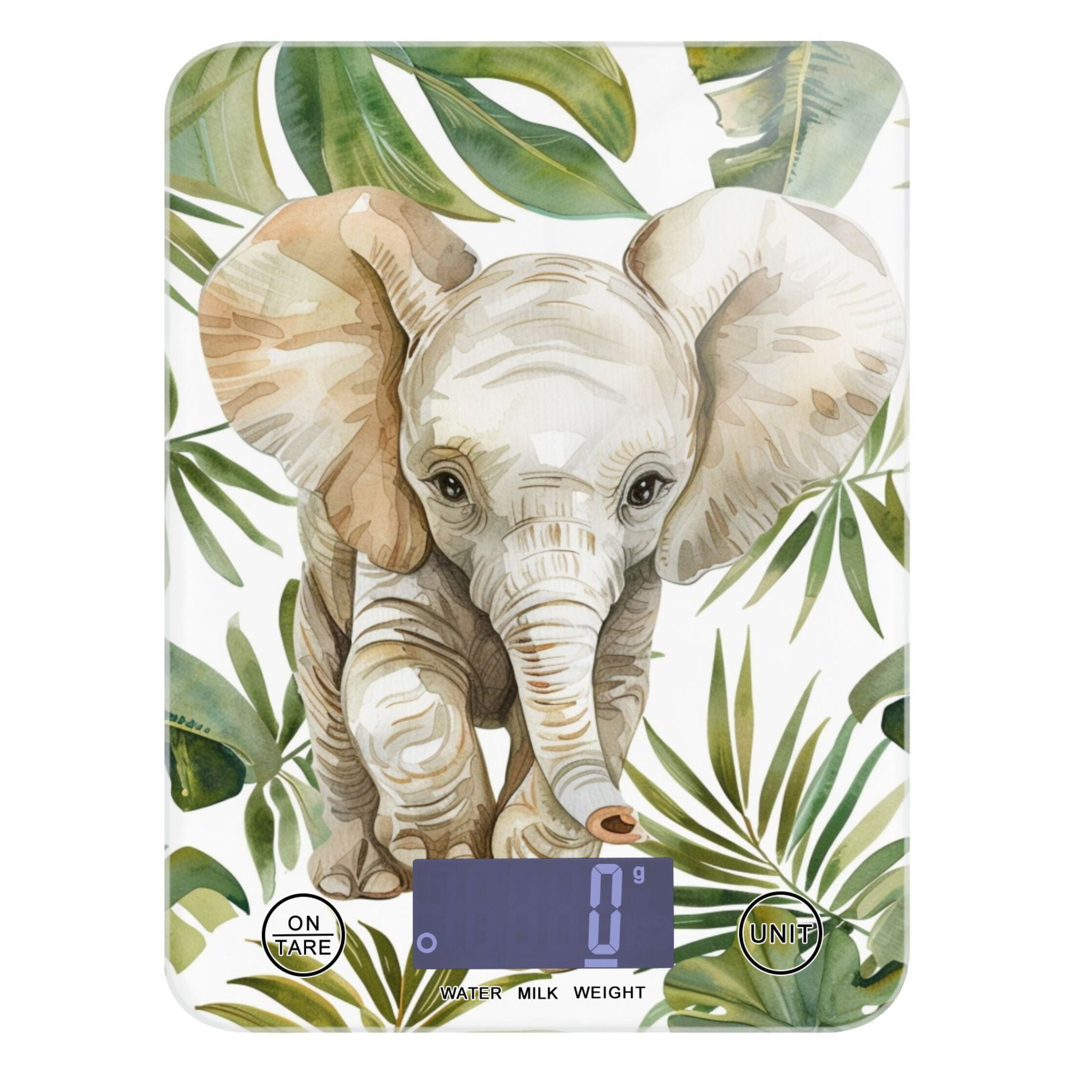 Elephant with Leaves Food Scale Digital Kitchen Scale Waterproof ...