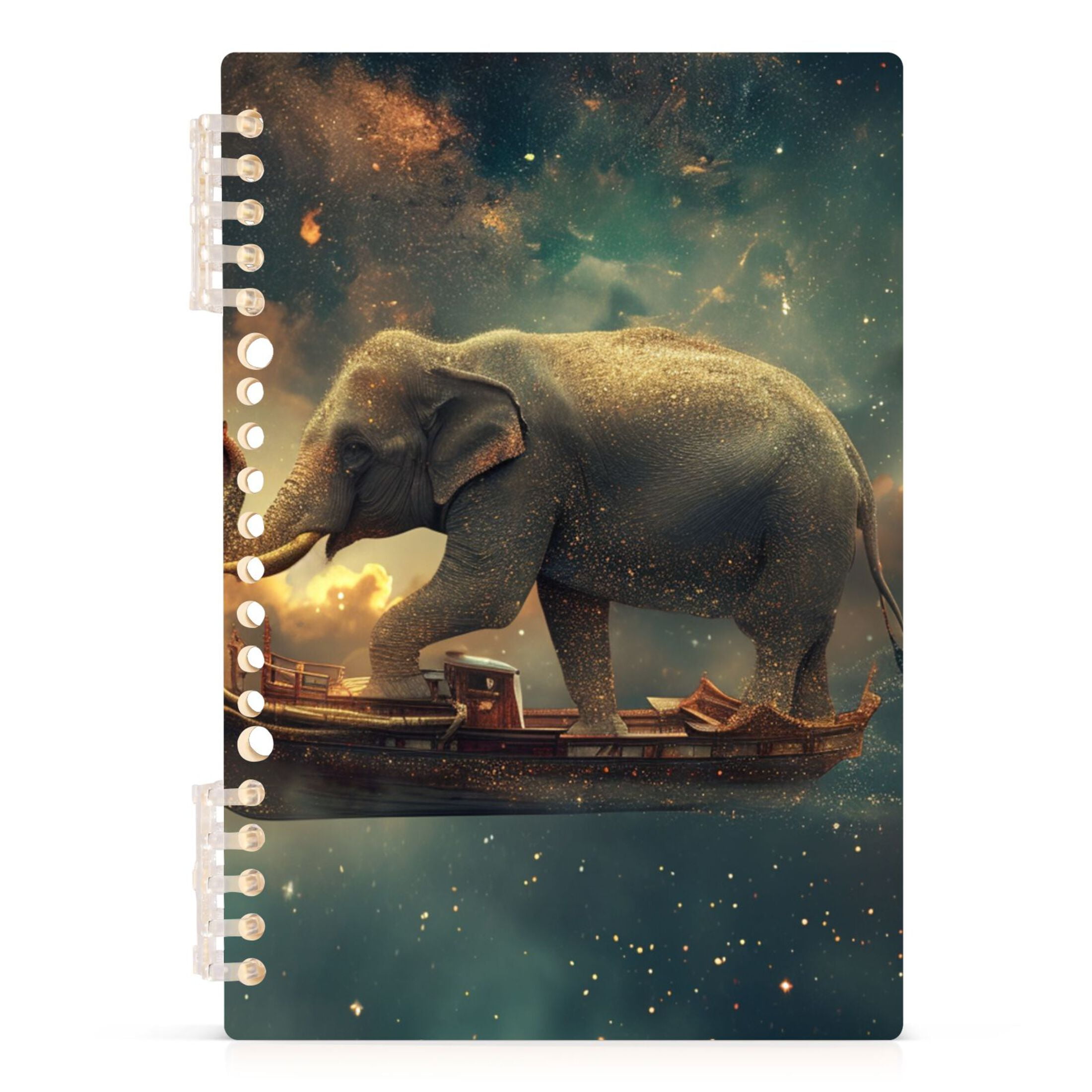 Elephant with Ship in Space Spiral Notebooks 60 Sheets 120 Pages A5 ...