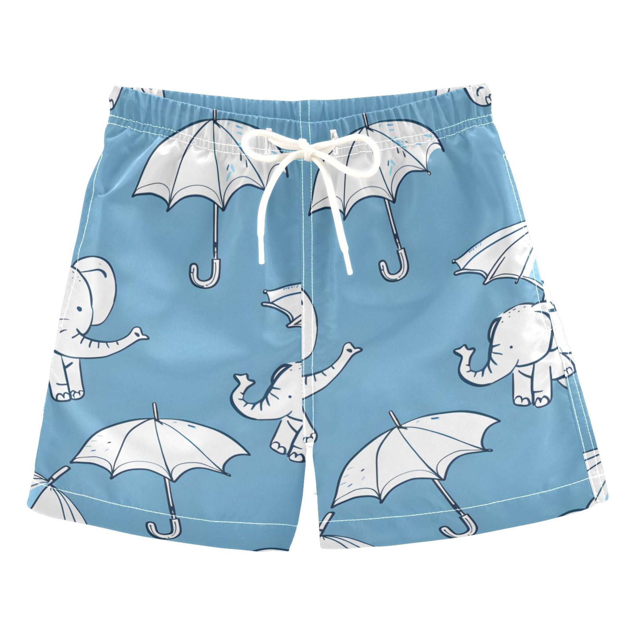 Elephantas with Umbrellas Boys' Swim Trunks Board Shorts Beach Pants ...