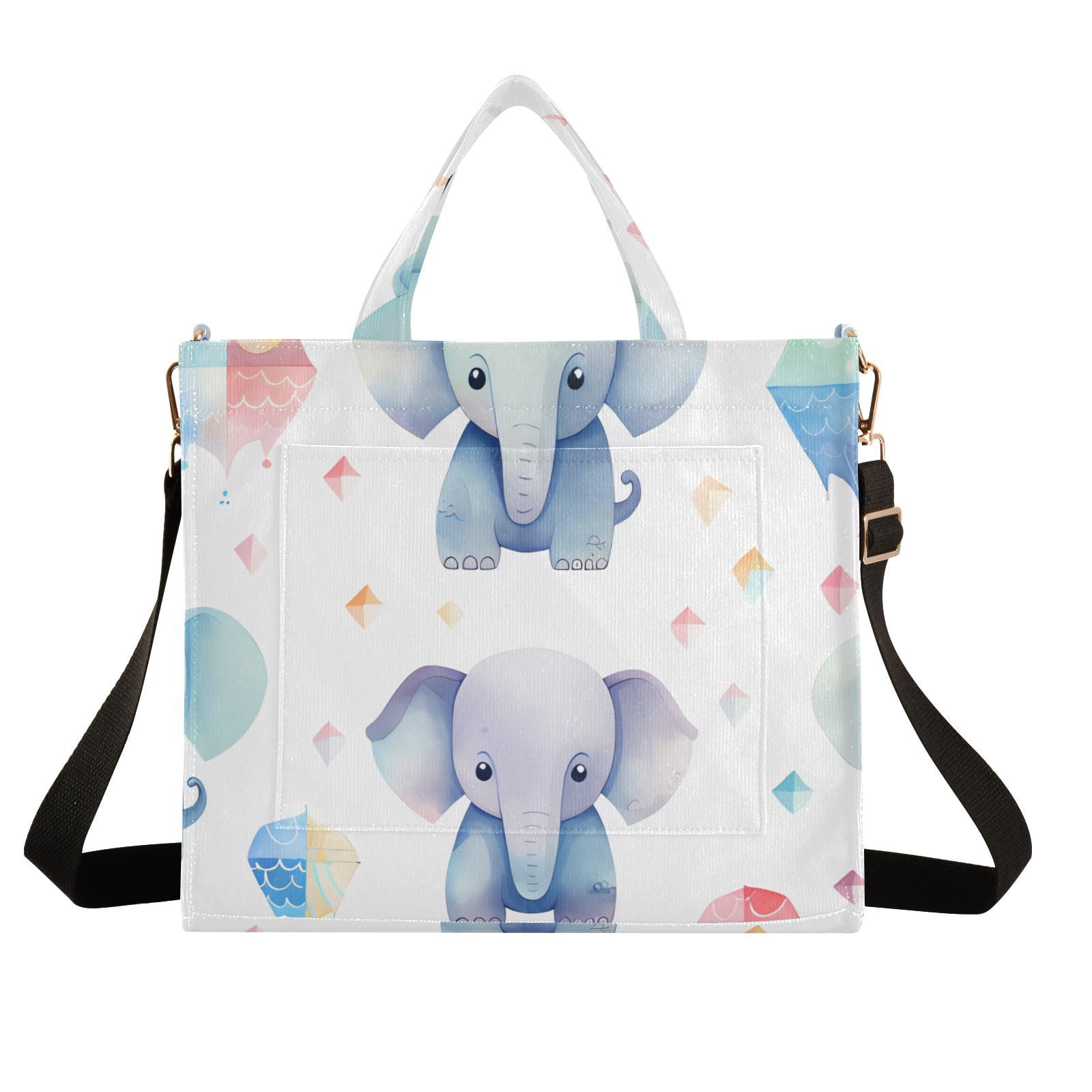 Elephants Ballon Corduroy Tote Bag Handbag Large Messenger Bag Shoulder ...