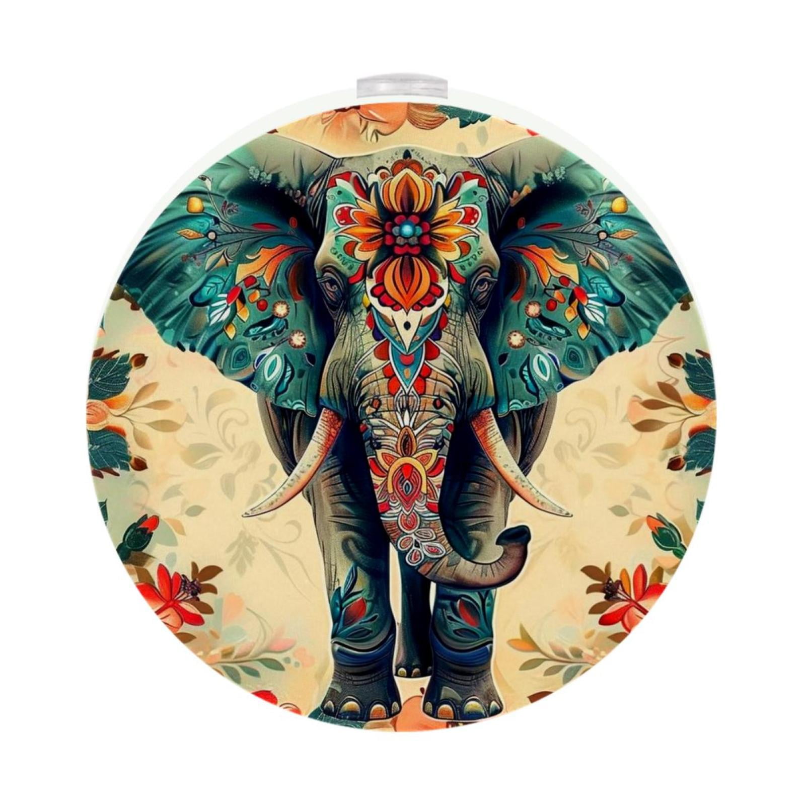 Elephants LED Round Night Light-2PCS, Plug-in Dusk to Dawn Sensor Wall ...