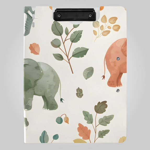 Elephants Leaves Foldable Binder Folder Clipboard with Pen Slot Double ...