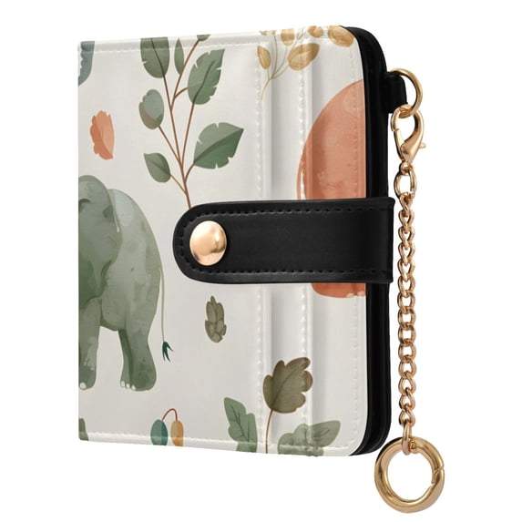 Elephants Leaves Women's Wallet PU Leather Card Cases RFID Blocking ...