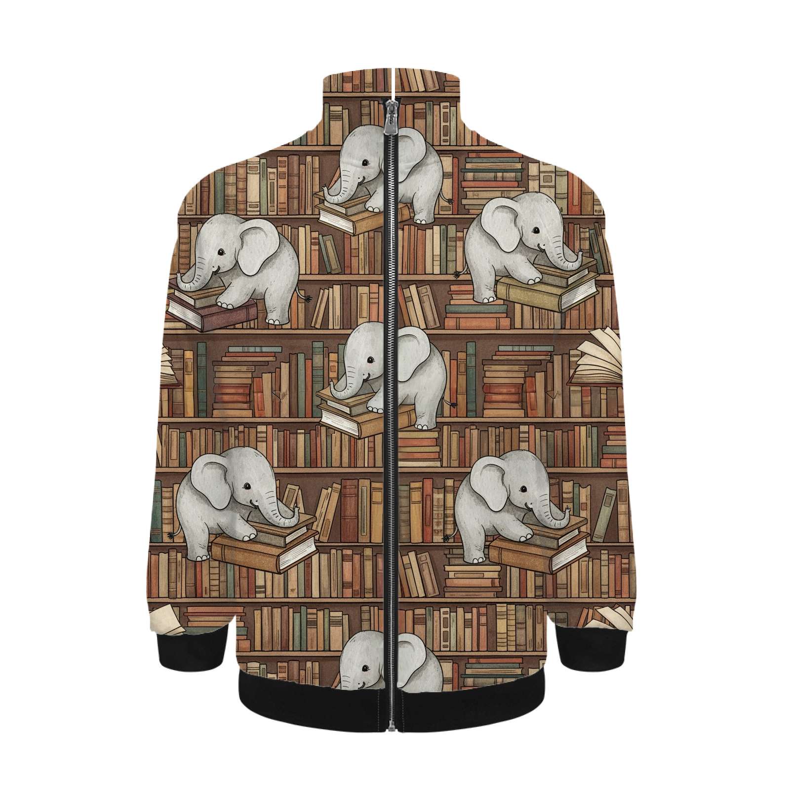 Elephants Reading Bookshelves Filled Books Jacket Men's Street Cool ...